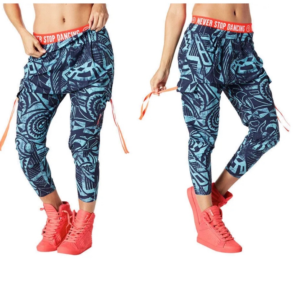 Zumba Beach Baller Harem Cargo Pants Blue Size M - Gem